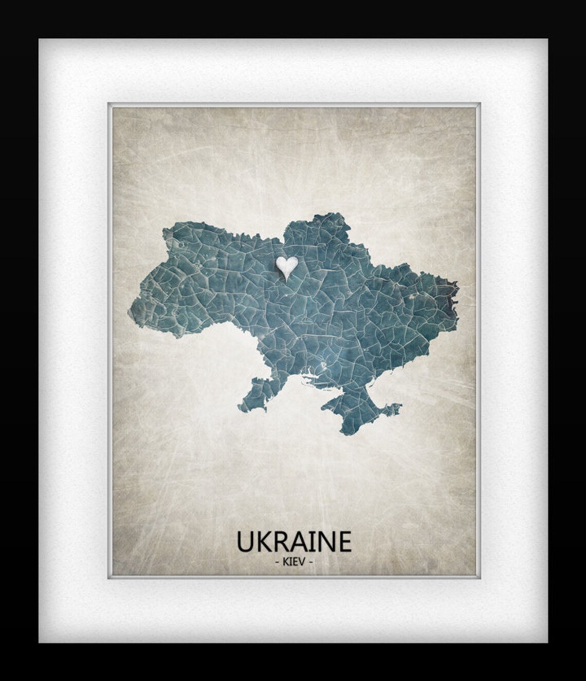 Ukraine Map Art Print Home is Where the Heart is Love Map - Etsy
