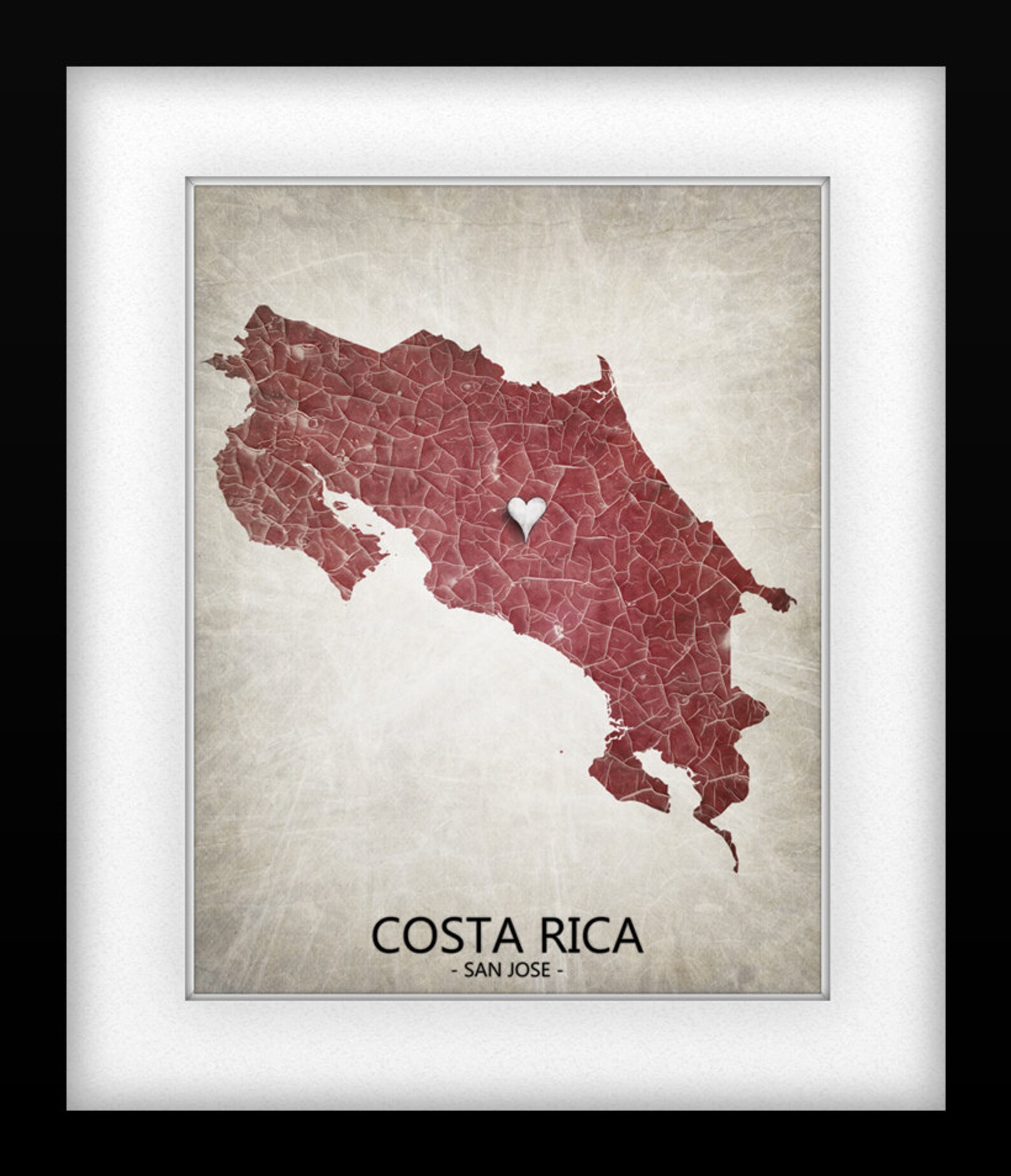 Costa Rica Map Art Print Original Custom Map Art Print - Etsy