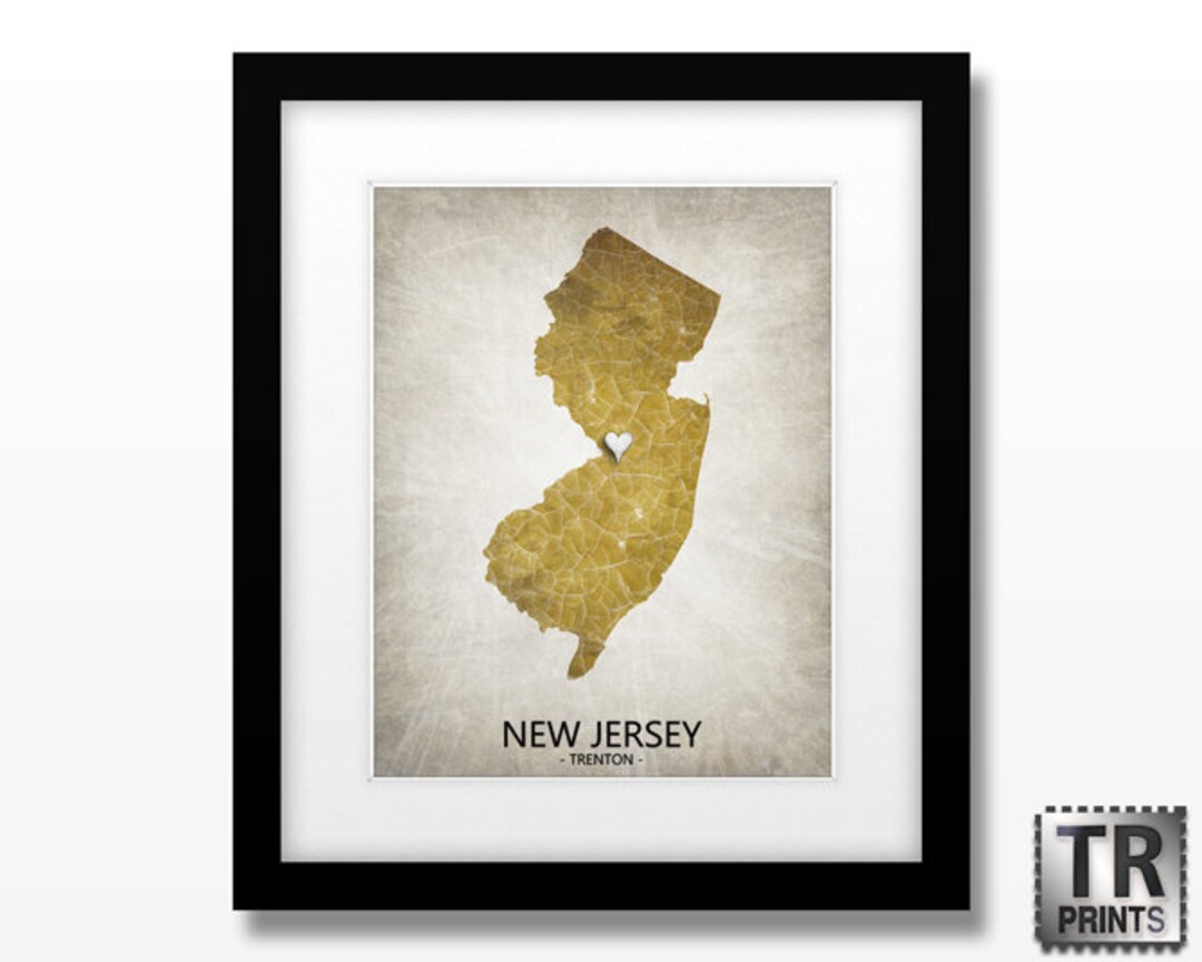 New Jersey State Personalized Map Art Print Original Custom - Etsy