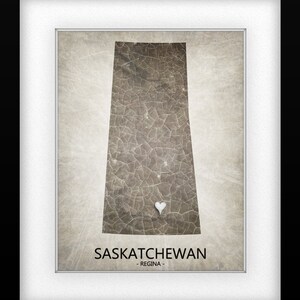 Saskatchewan Canada Map Print Home is Where the Heart is Love Map ...