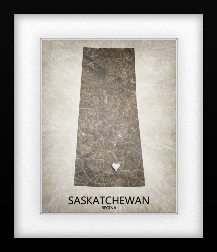 Saskatchewan Canada Map Print Home is Where the Heart is - Etsy Canada