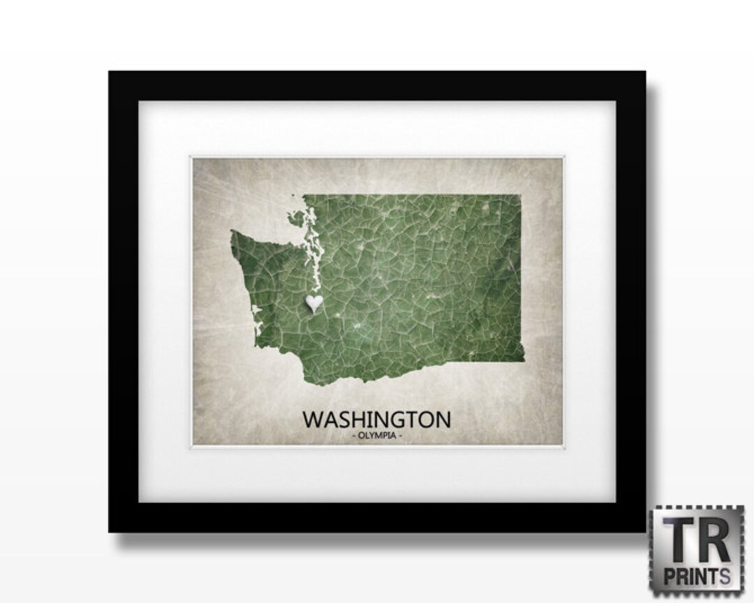 Washington State Map Art Print Choose Your City & Color Original ...
