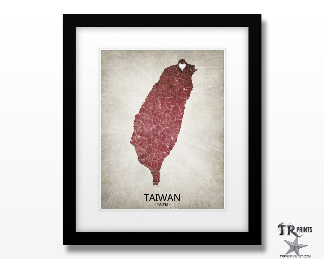 Taiwan Map Art Home is Where the Heart is Love Map Original Custom Map ...