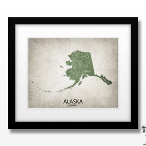 Alaska State Map Art Home is Where the Heart is Original Custom Map Art ...