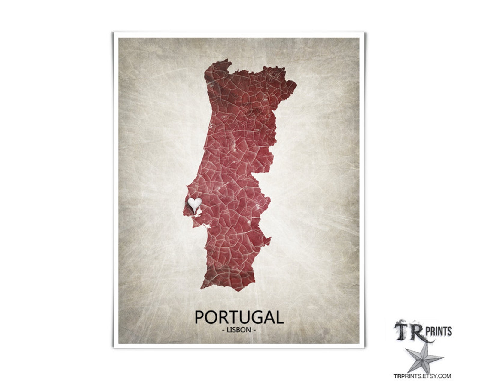 Portugal Map Print Home Is Where The Heart Is Love Map | Etsy