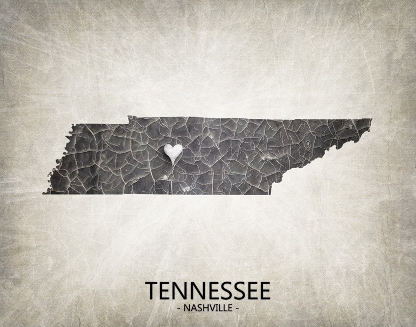 Tennessee State Map Art Original Home Town Love Map | Etsy
