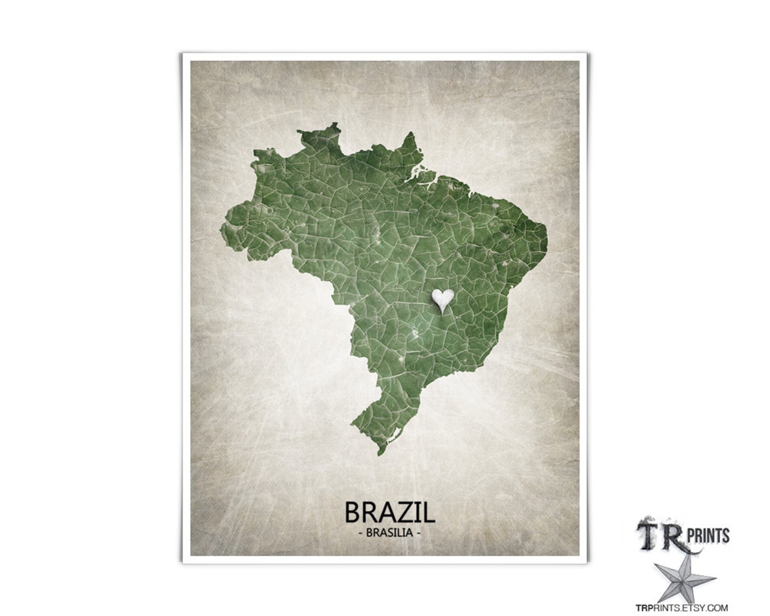 Brazil Map Art Print Home is Where the Heart is Love Map | Etsy