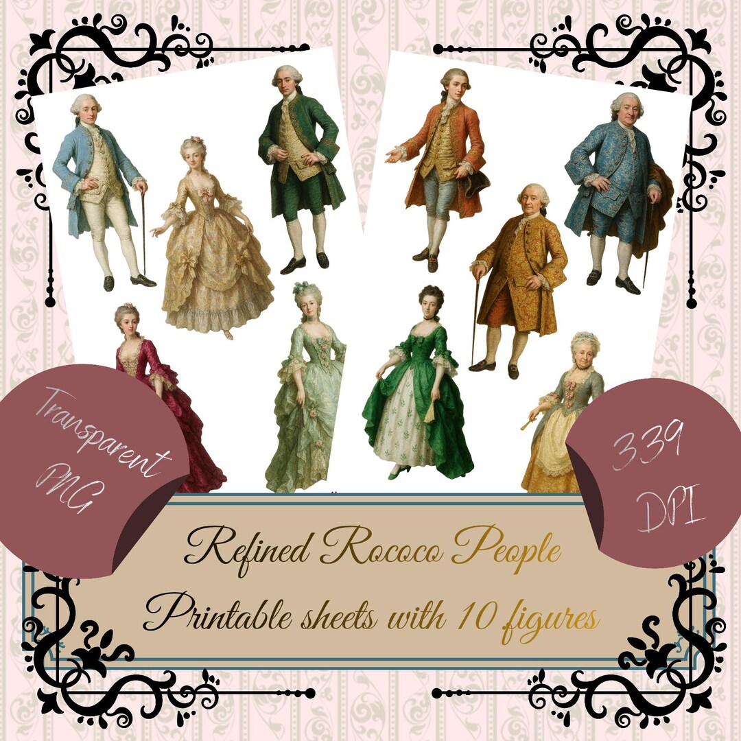 Rococo People Printable Ephemera - Etsy
