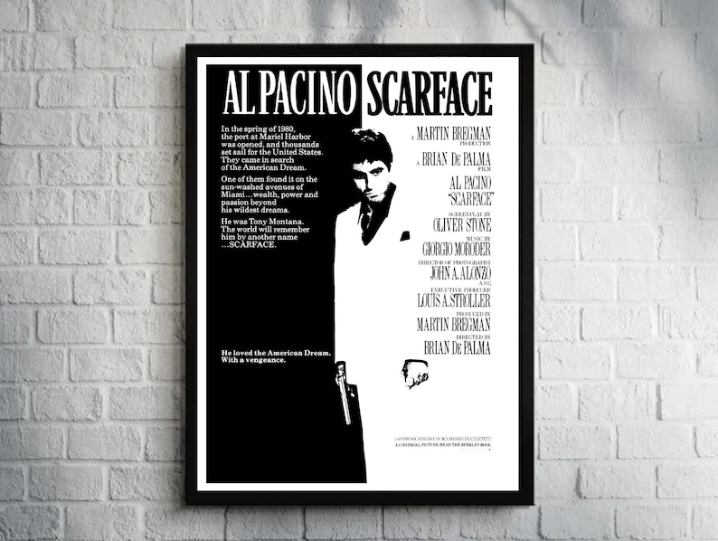 Scarface V1 Movie Poster Reprint Print Wall Decor Painting Matte Photo ...