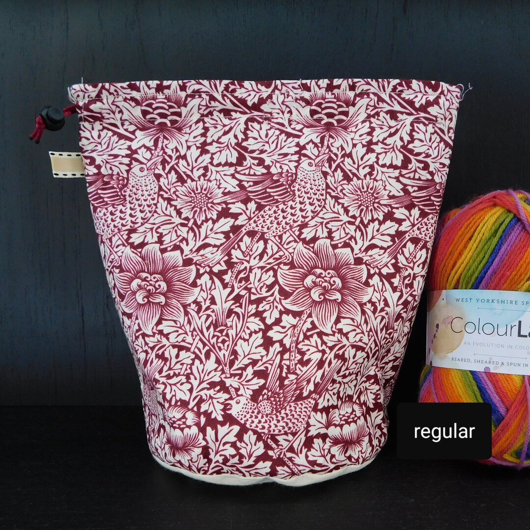 R/M/S/W William Morris Maroon Birds Project Bag for Knitting/crochet ...