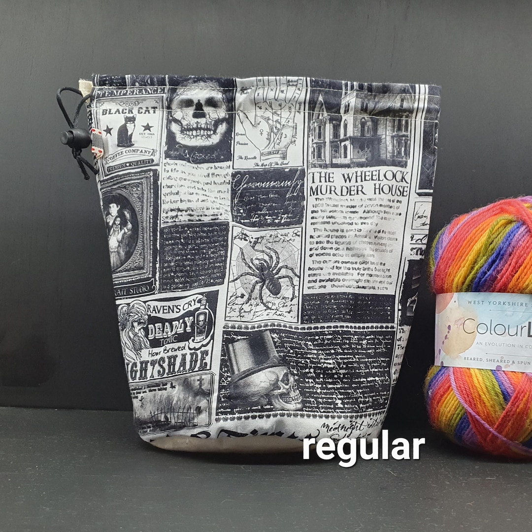 Regular Only Gothic Newspaper Project Bag for Knitting/crochet/crafts ...