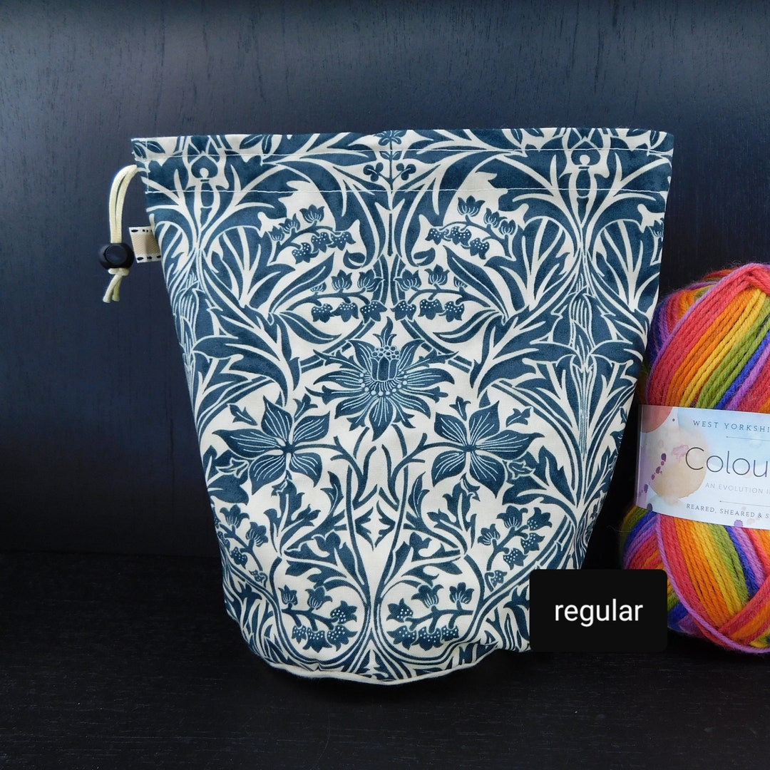 R/M/S/W/DPN Holder William Morris Indigo Project Bag for Knitting/crochet/crafts - Etsy