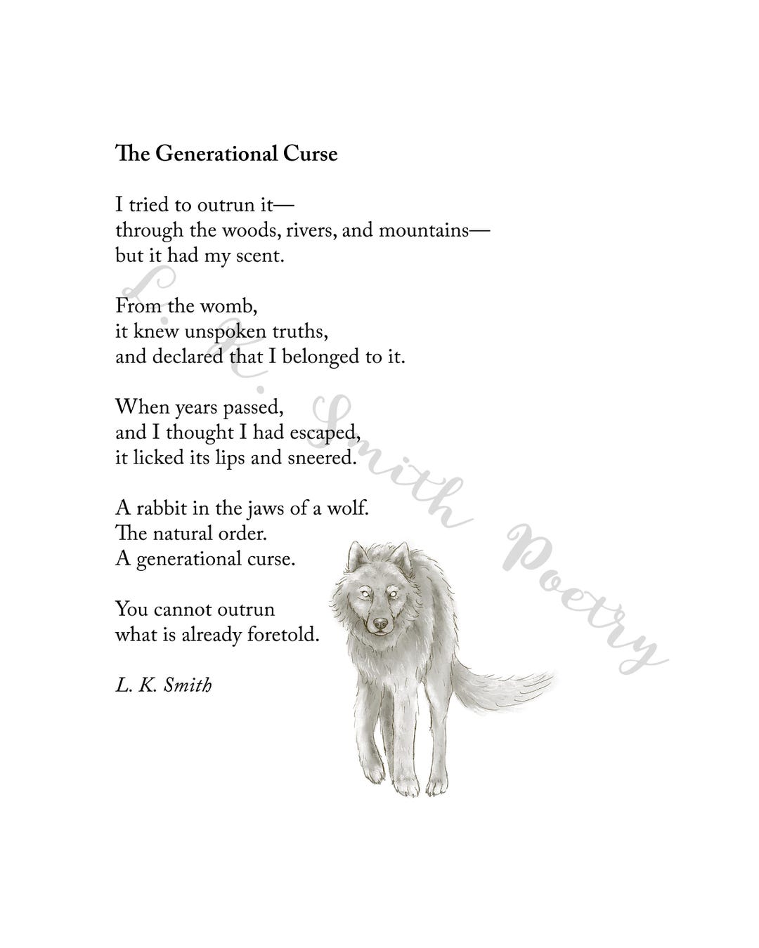 The Generational Curse – Printable Poem, Wolf Illustration, Dark Poetry ...