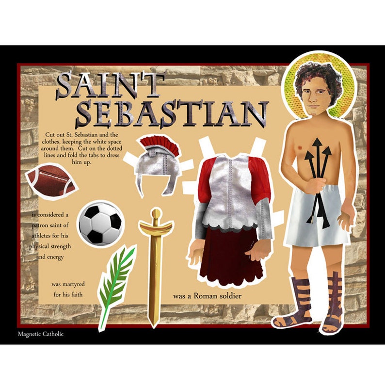 Saint Sebastian Digital Download DIY Paper Doll Catholic Craft - Etsy