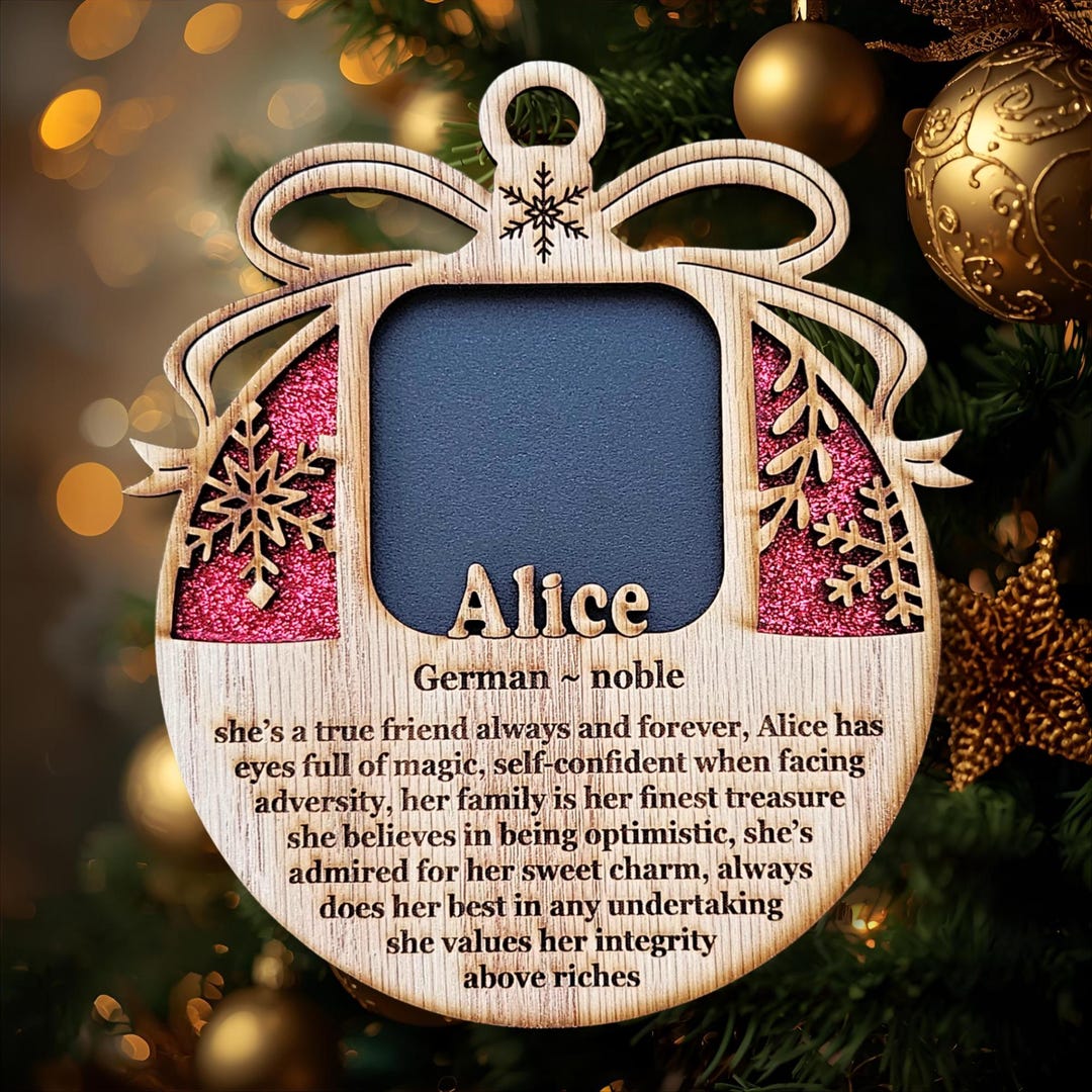 5" Personalized Name Meaning Christmas Ornament Picture Frame | 2x2 ...
