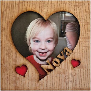 5x5 Heart Shaped Name Frame - Holds 4x4(4x6) Photo - Personalized ...