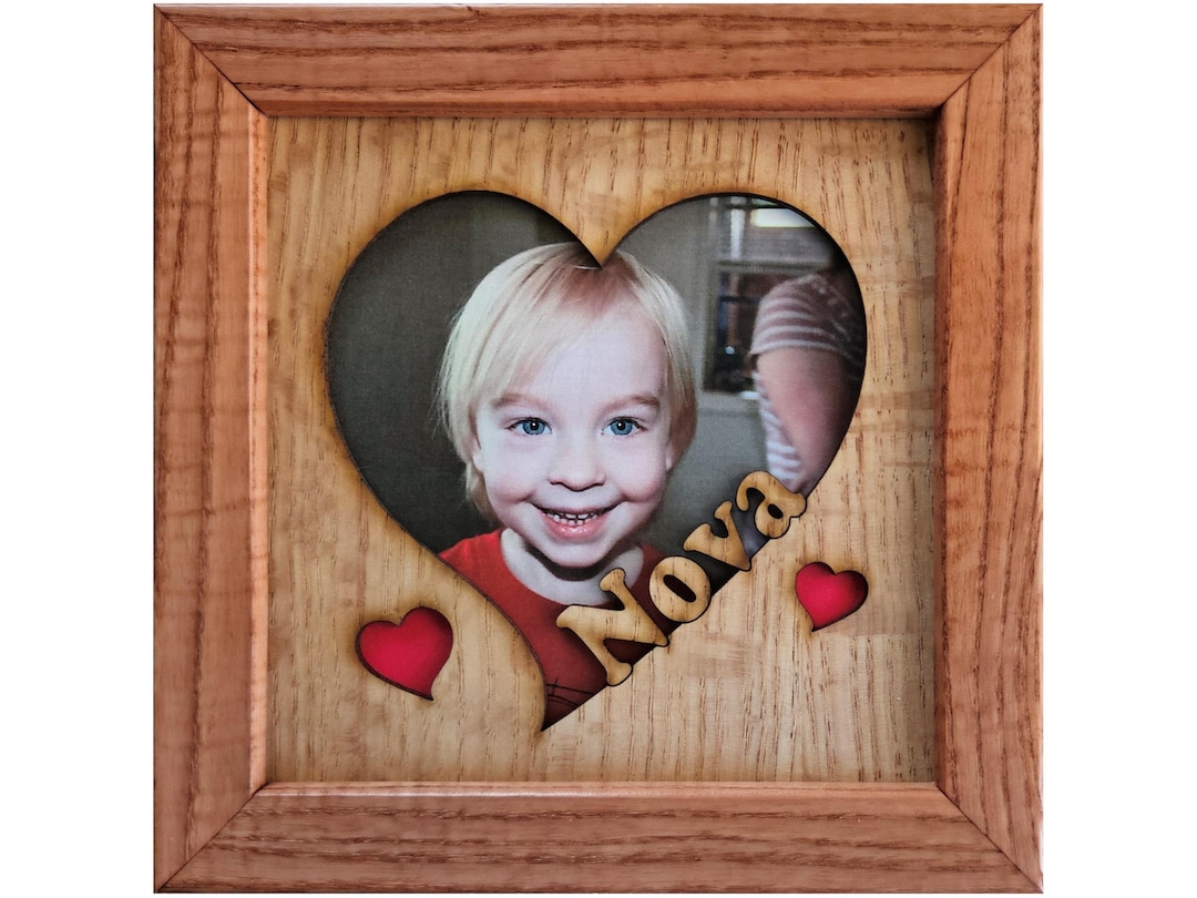 5x5 Heart Shaped Name Frame - Holds 4x4(4x6) Photo - Personalized ...