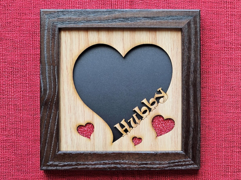 5x5 Engaged Picture Frame for 4x4 Photo - Heart Shaped - Husband and ...
