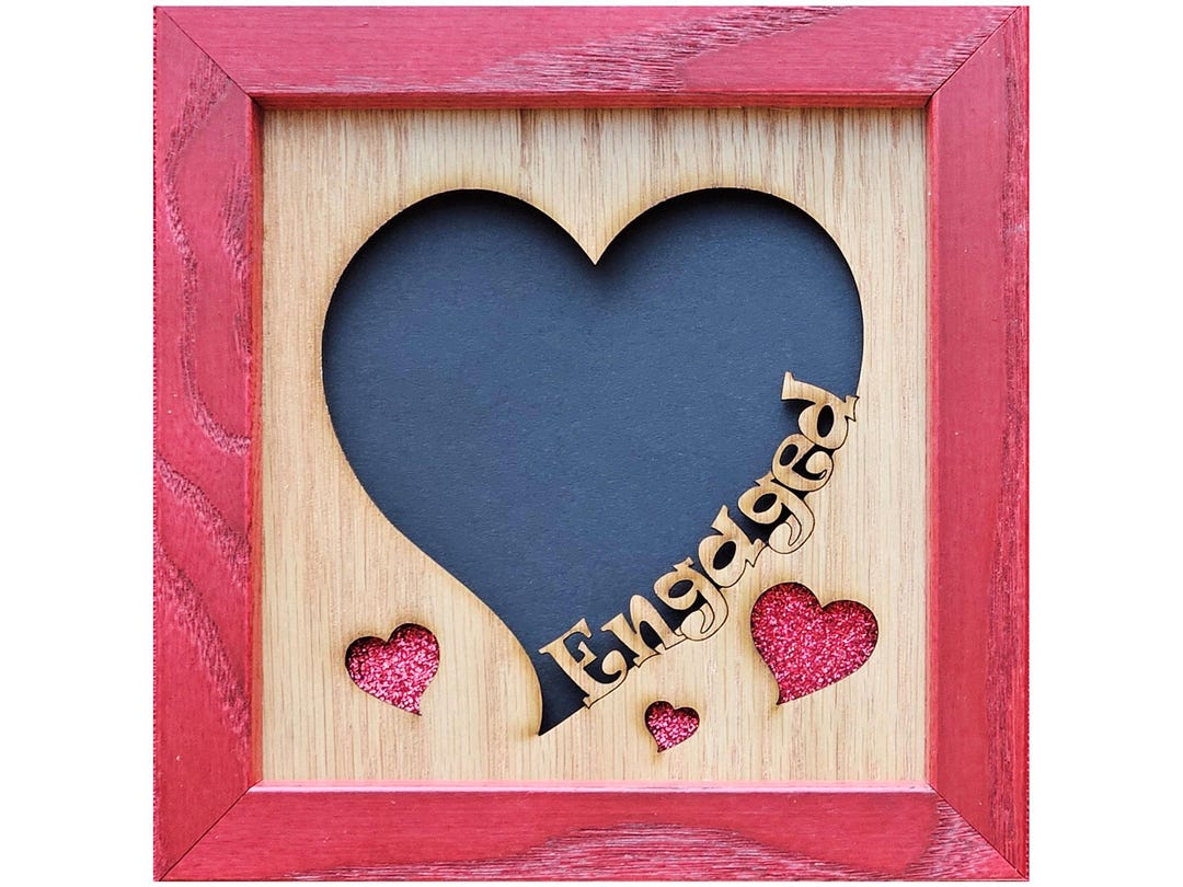 5x5 Engaged Picture Frame for 4x4 Photo - Heart Shaped - Husband and ...
