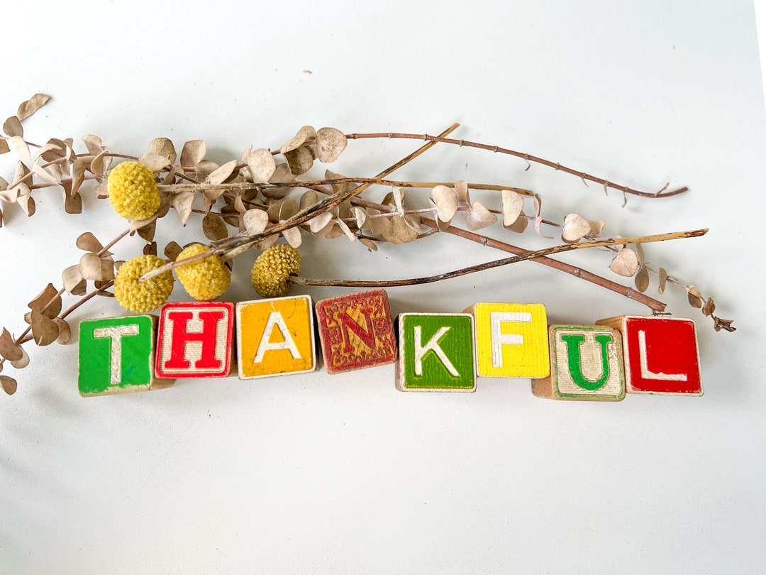 Thankful Word Art Vintage Thanksgiving Decor Thankful Wooden - Etsy