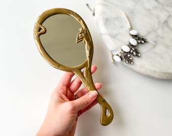 Vintage Gold Handheld Mirror - Etsy