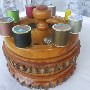 Vintage Wood Sewing Box /primitive Treenware Thread Caddy Sewing Box - Etsy