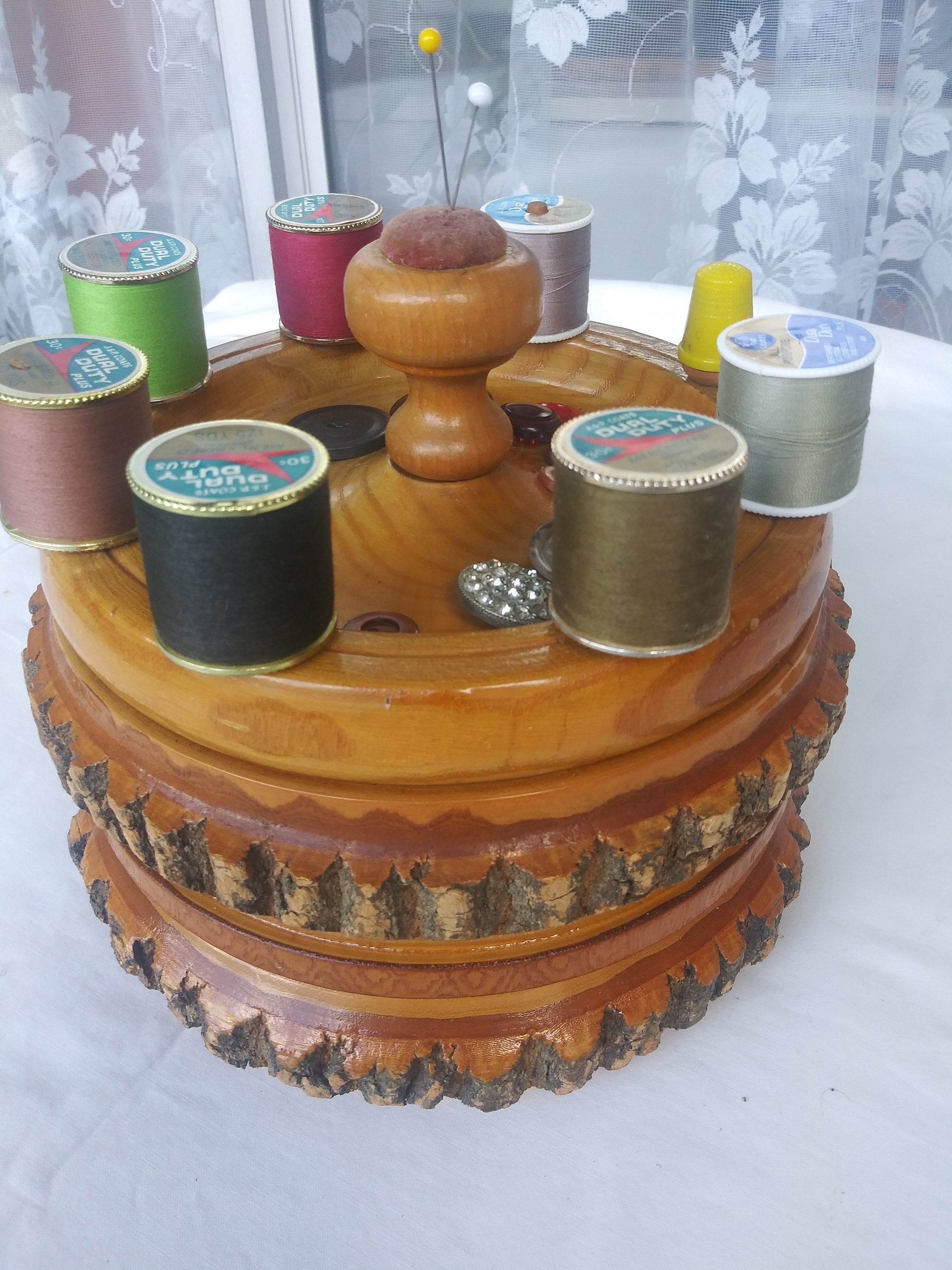 Vintage Wood Sewing Box: Primitive Thread Caddy With Pincushion - Etsy
