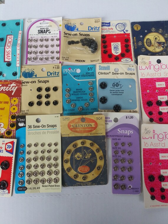 15 Cards Vintage Snap Fasteners - Etsy