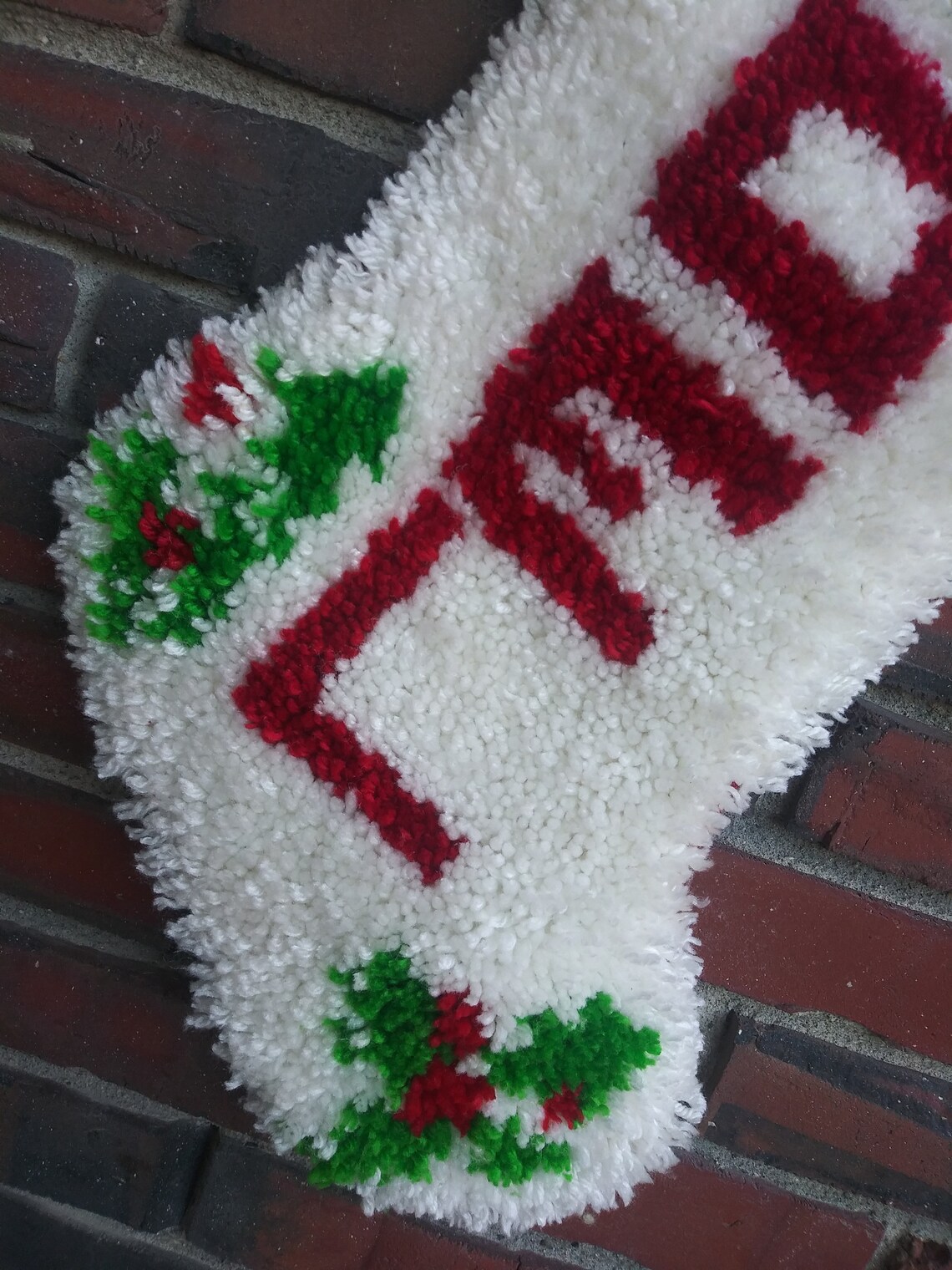 Vintage Christmas Stocking Handmade Latch Hook Noel | Etsy