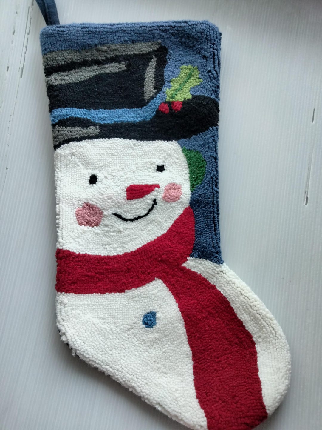 Vintage Latch Hook Christmas Stocking Snowman - Etsy