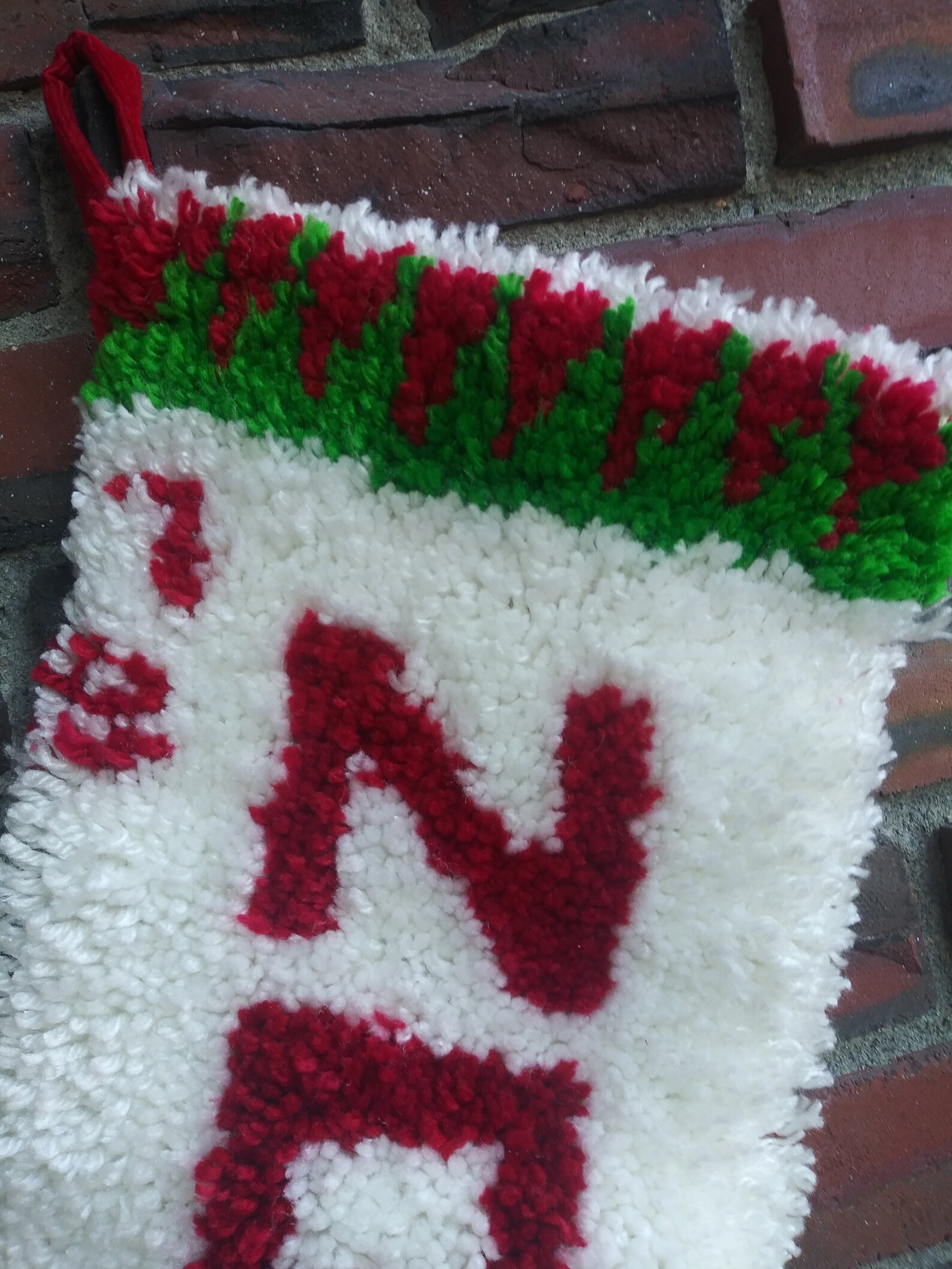 Vintage Christmas Stocking Handmade Latch Hook Noel | Etsy