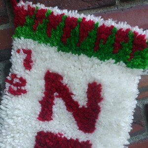 Vintage Christmas Stocking Handmade , Latch Hook Noel - Etsy