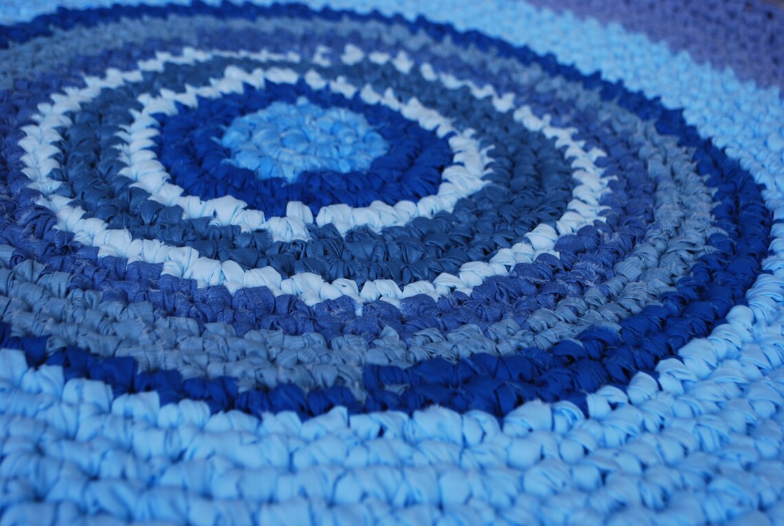 Blue Handmade Circle Rug - Etsy