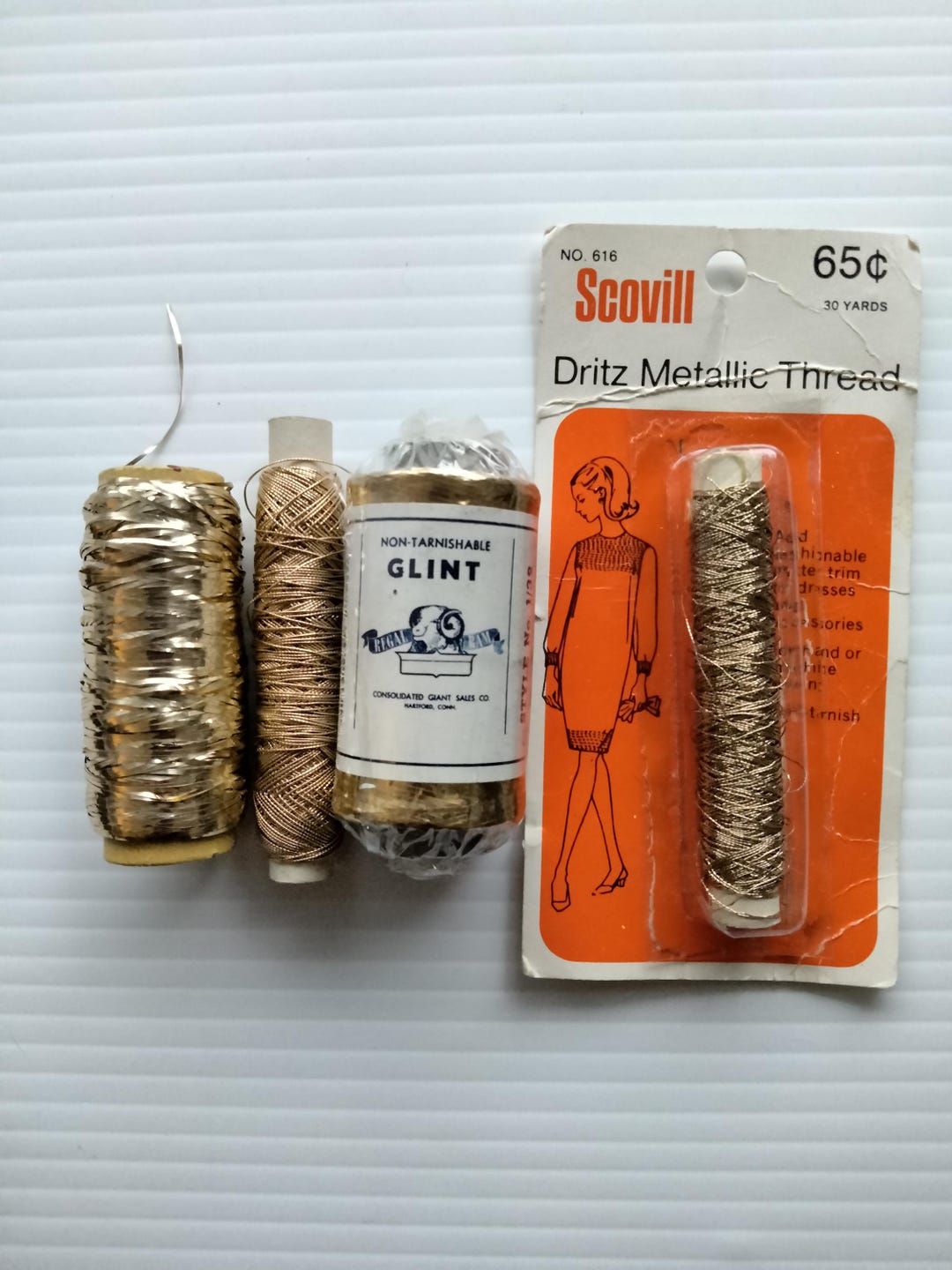 4 Spools of Gold Metallic Thread Vintage Thread - Etsy