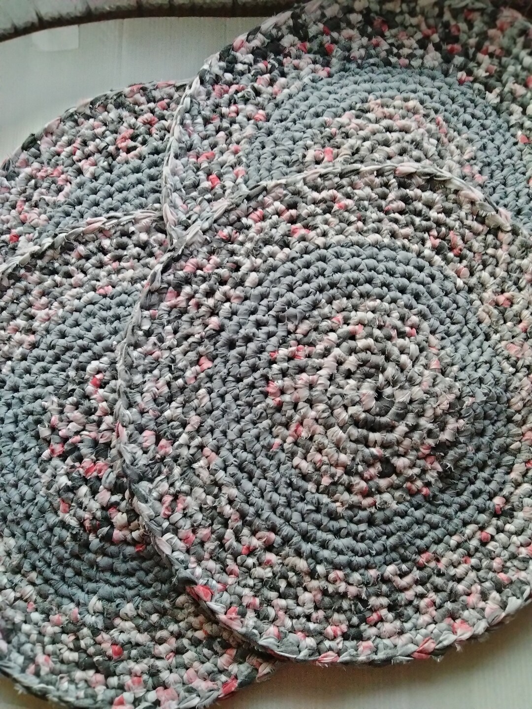 Multicolor Set of 4 Chair Pads, Crocheted Rag Rug Custom Chair Pads 15 ...