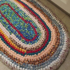 Oval Multicolor Crocheted Rag Rug - Etsy