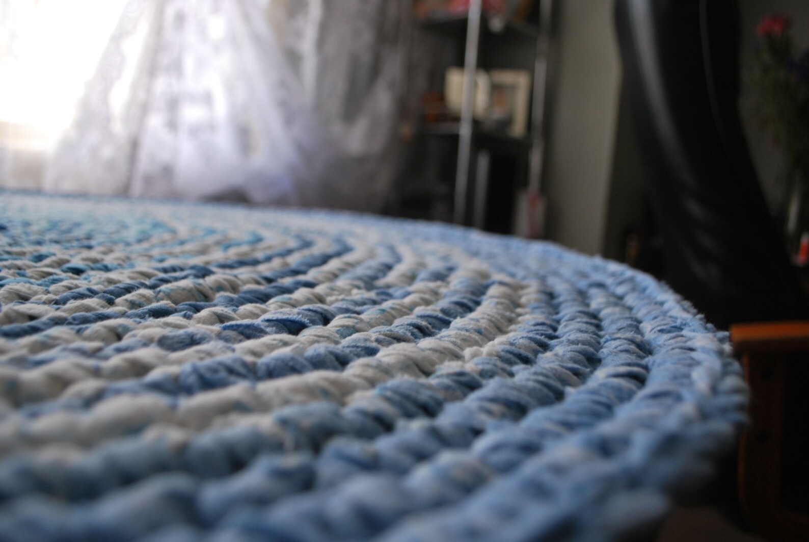 Blue and White Handmade Circle Rug - Etsy