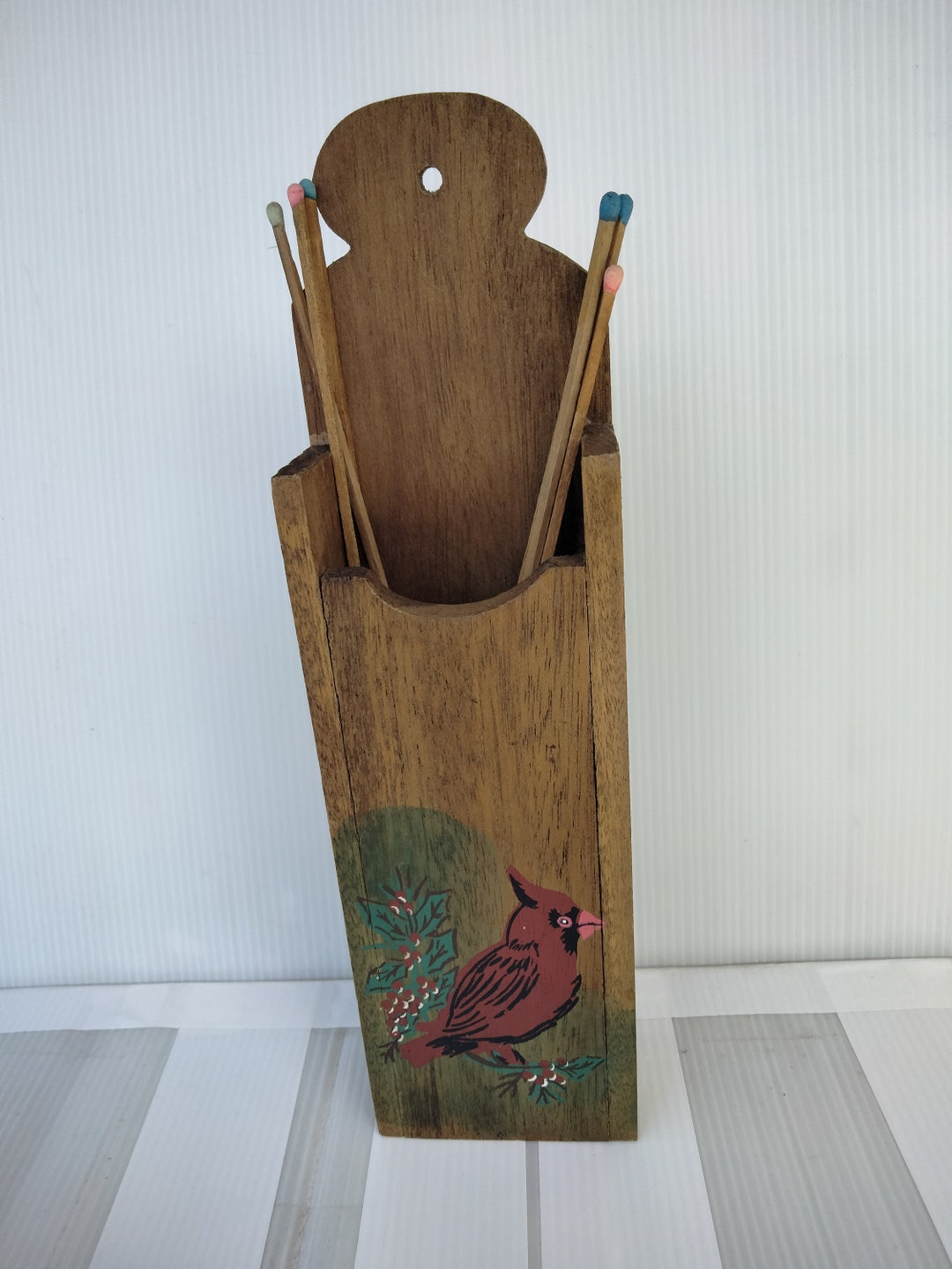 Vintage Wooden Matchbox for Long Matches With Red Bird Matchstick ...