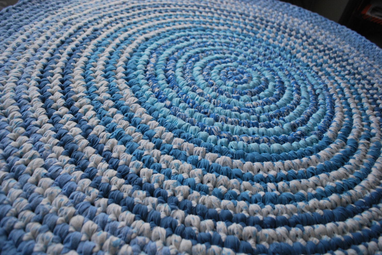 Blue and White Handmade Circle Rug - Etsy