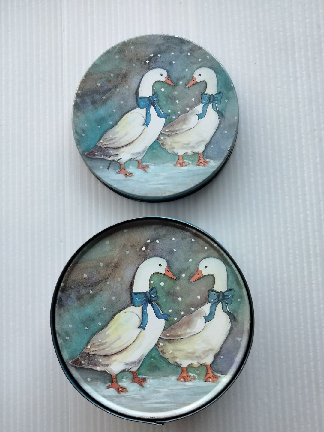 Vintage Lucie Sable Winter Goose Coasters With Tin - Set of 6 - Etsy