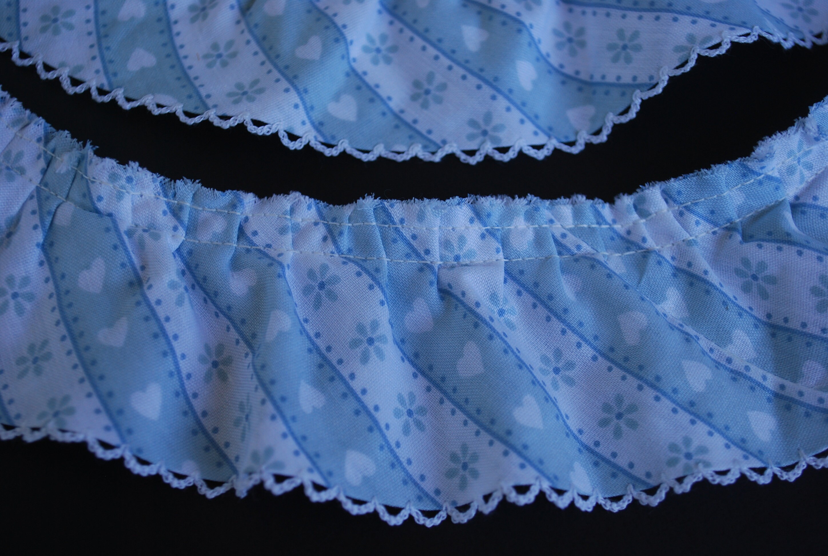 2 Yards Blue White Ruffled Trim for Sewing Heard and Floral | Etsy UK