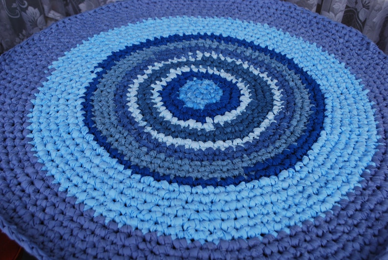 Blue Handmade Circle Rug - Etsy