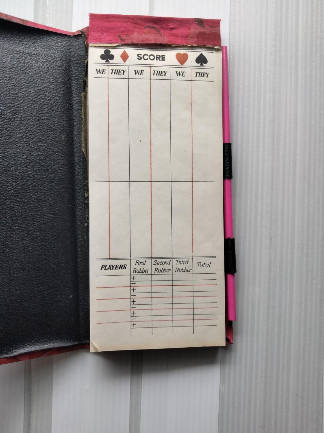 Vintage Bridge Score Pad With Pink Holder - Etsy