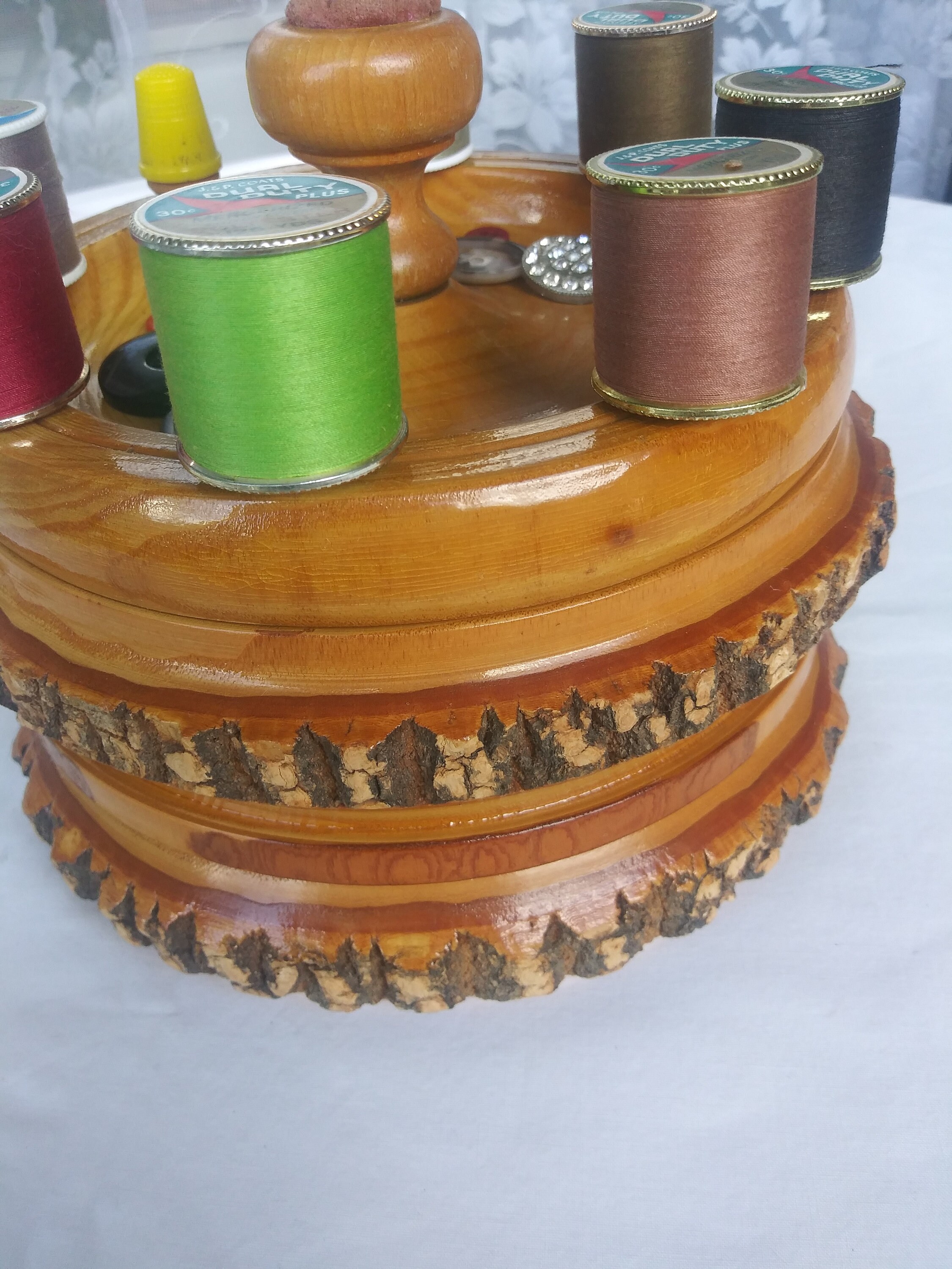 Vintage Wood Sewing Box: Primitive Thread Caddy With Pincushion - Etsy