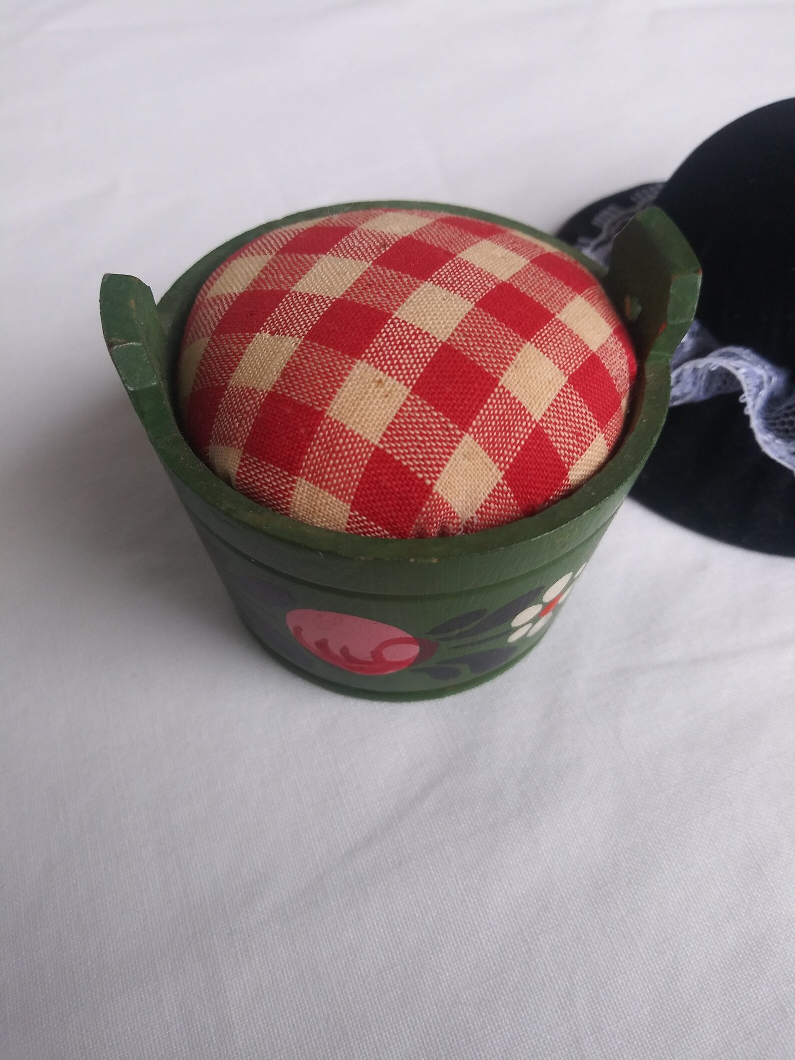 Set of 2 Vintage Pin Cushion /hat Pin Cushion and Wooden Round - Etsy