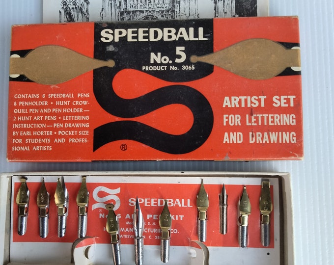 The Vintage Speedball No. 5 Set Pen Artist Original Box With 11 Nibs, 1 ...