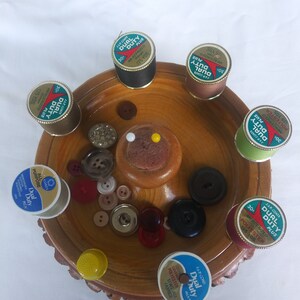 Vintage Wood Sewing Box /primitive Treenware Thread Caddy Sewing Box - Etsy