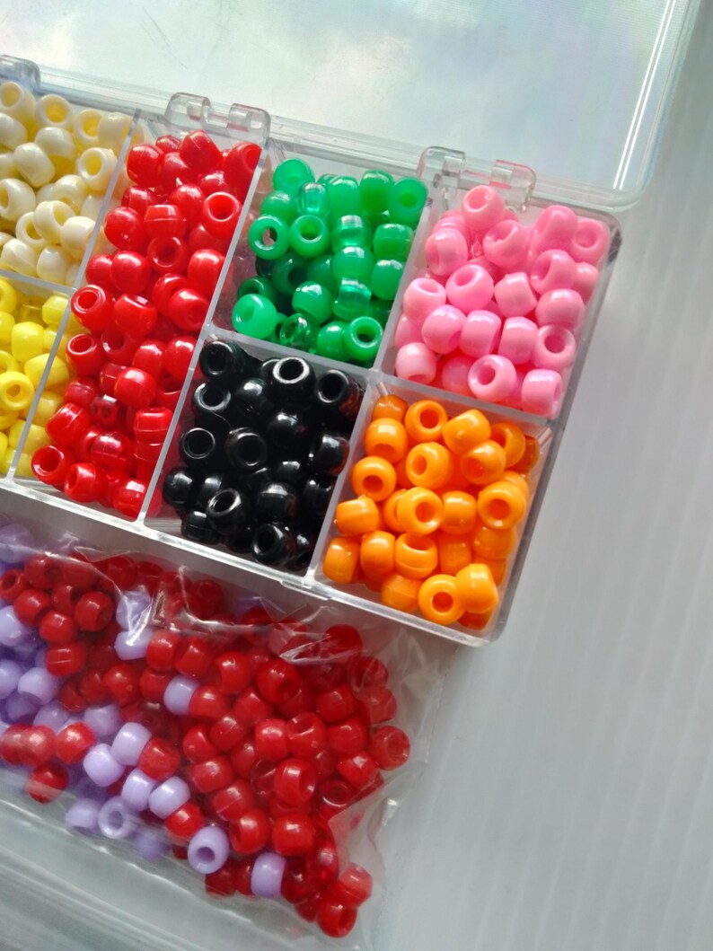 1000 Pieces in Craft Box Assorted Pony Beads - Etsy