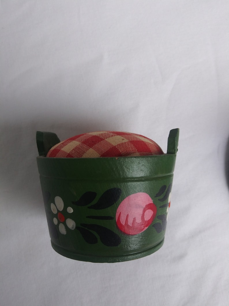 Set of 2 Vintage Pin Cushion /hat Pin Cushion and Wooden Round - Etsy