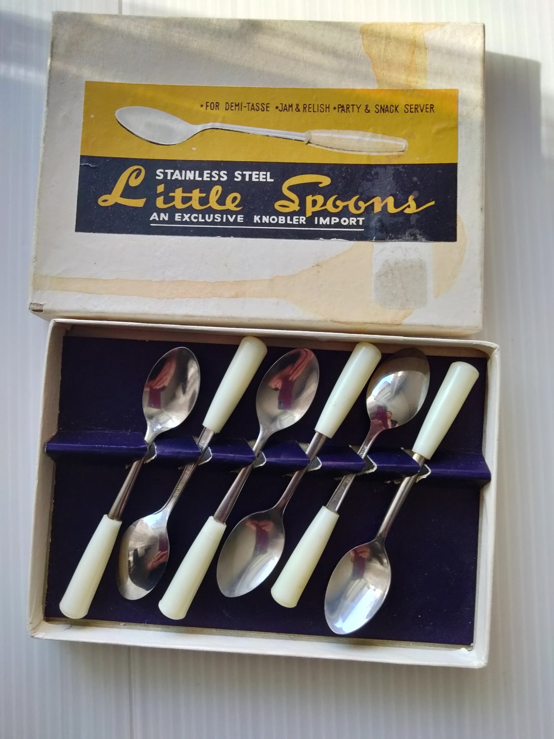 6 Pc. Vintage Stainless Steel Little Spoons an Exclusive Knobler Import ...